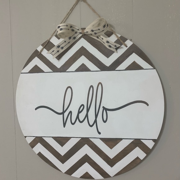 Accents | Hand Painted Boho Wood Hello Sign | Poshmark
